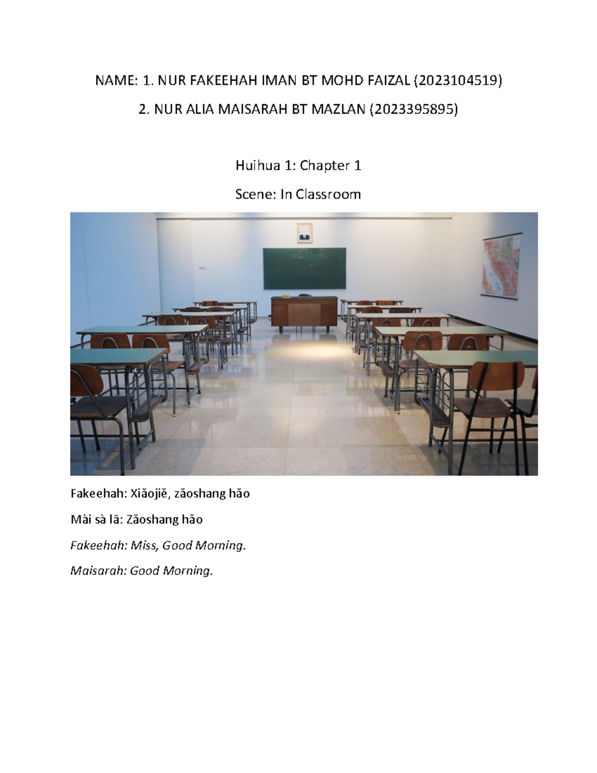 Script Simulation - NAME: 1. NUR FAKEEHAH IMAN BT MOHD FAIZAL ( 2023104519 ) 2. NUR ALIA ...