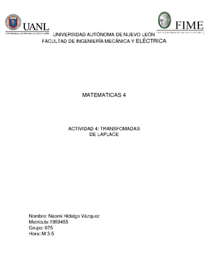 Formulario Mate IV - FIME -Uanl Series de fourier - Matemáticas IV ...