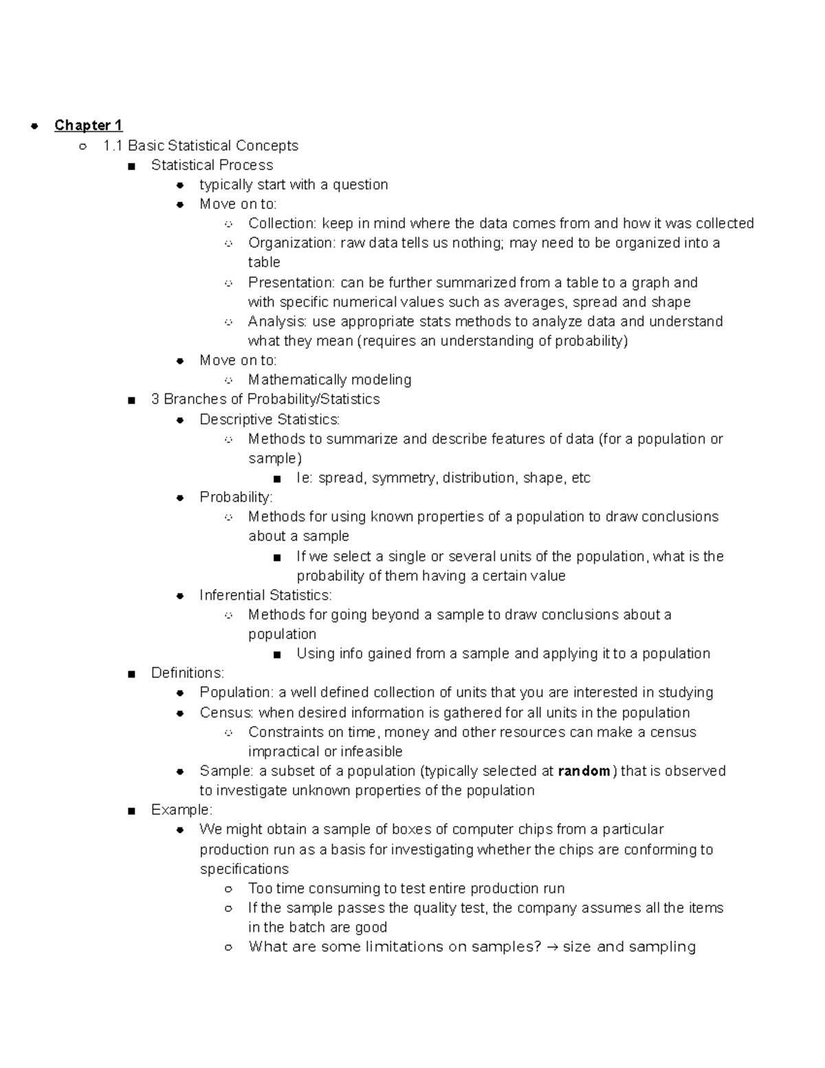 Stats 2035 Notes - Chapter 1 1 Basic Statistical Concepts Statistical ...