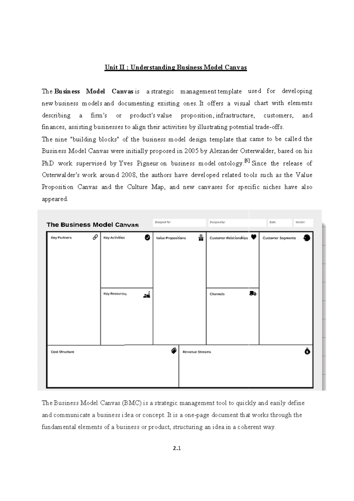 Unit 2 Business Model Canvas - Unit II : Understanding Business Model Canvas The Business Model ...