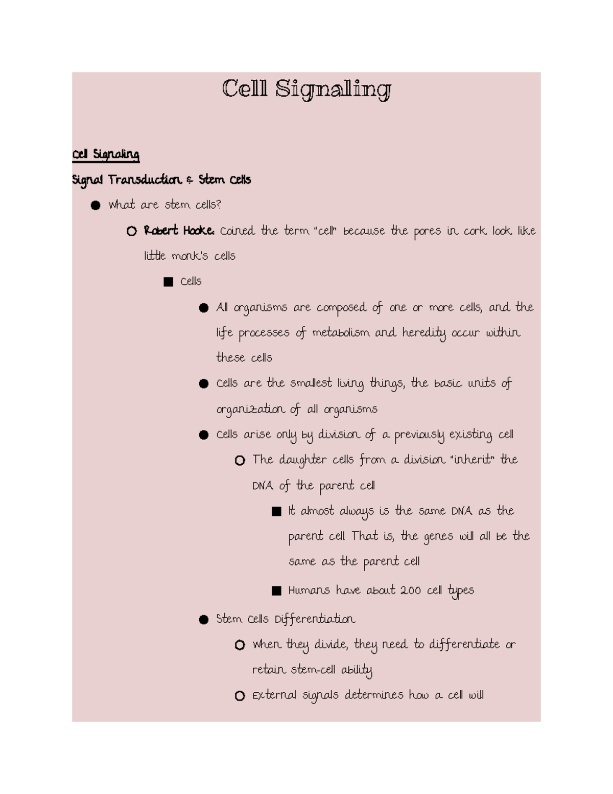 Cell Signaling - Lecture Notes - Cell Signaling Cell Signaling Signal ...