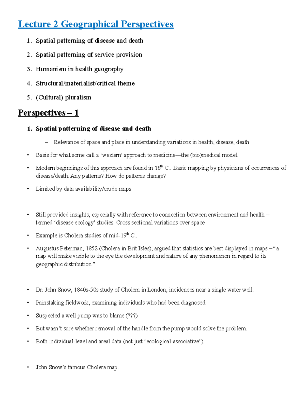 Lecture 2 Geographical Perspectives - Lecture 2 Geographical ...