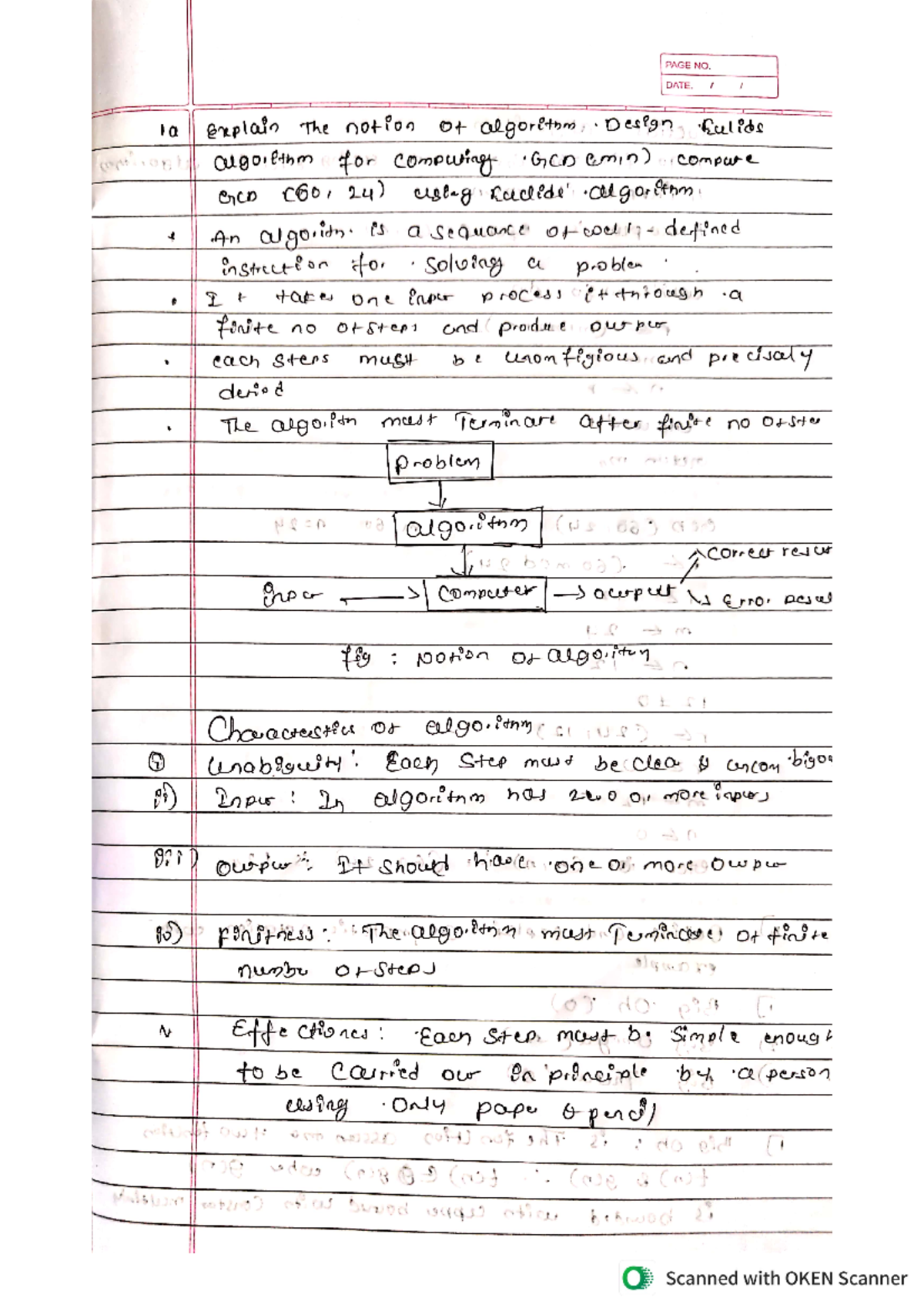 Ada Assignment Asignment Page No Date La Explain The Notion Of Algorithm Design Eulids