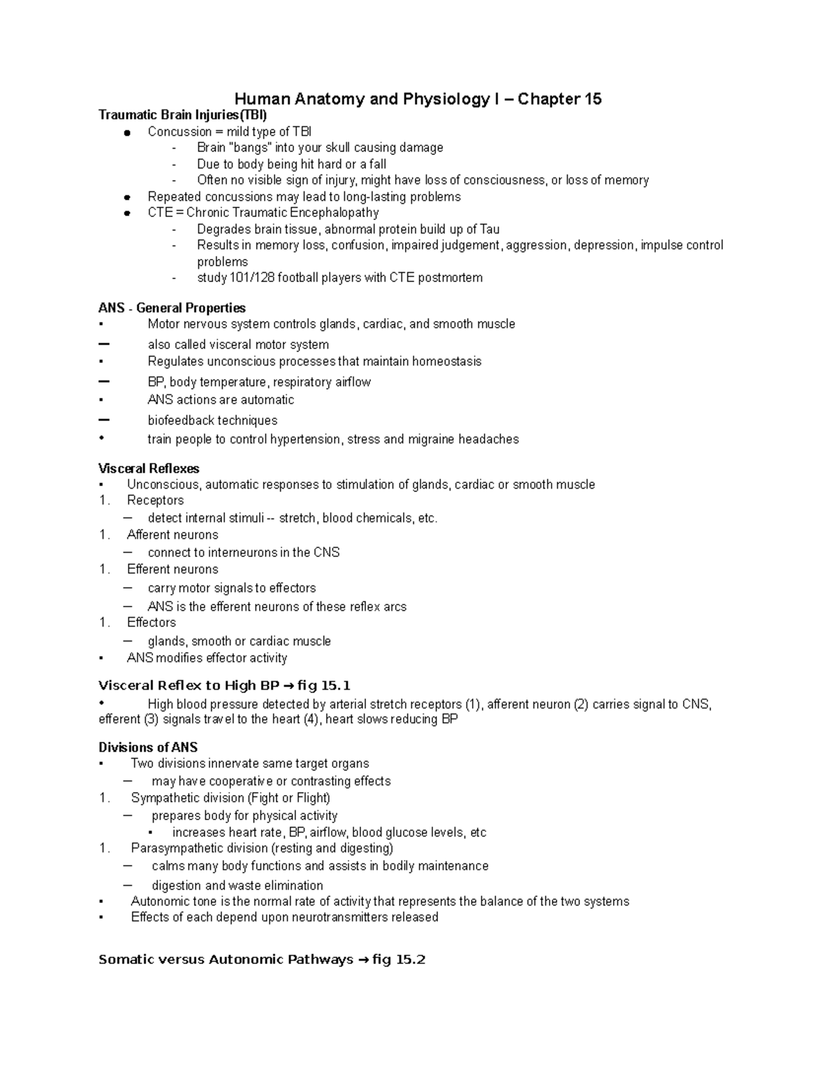 Ch. 15 - Lecture notes from Human A&P 1 for Allied Health with Mollie ...