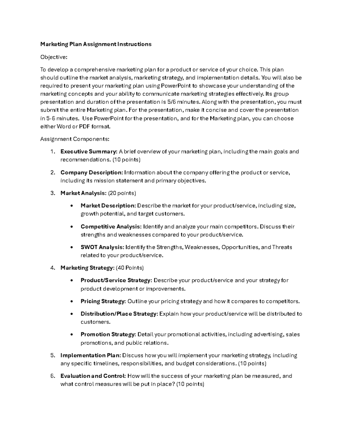 Marketing+Plan+Assignment+Instructions - Marketing Plan Assignment ...