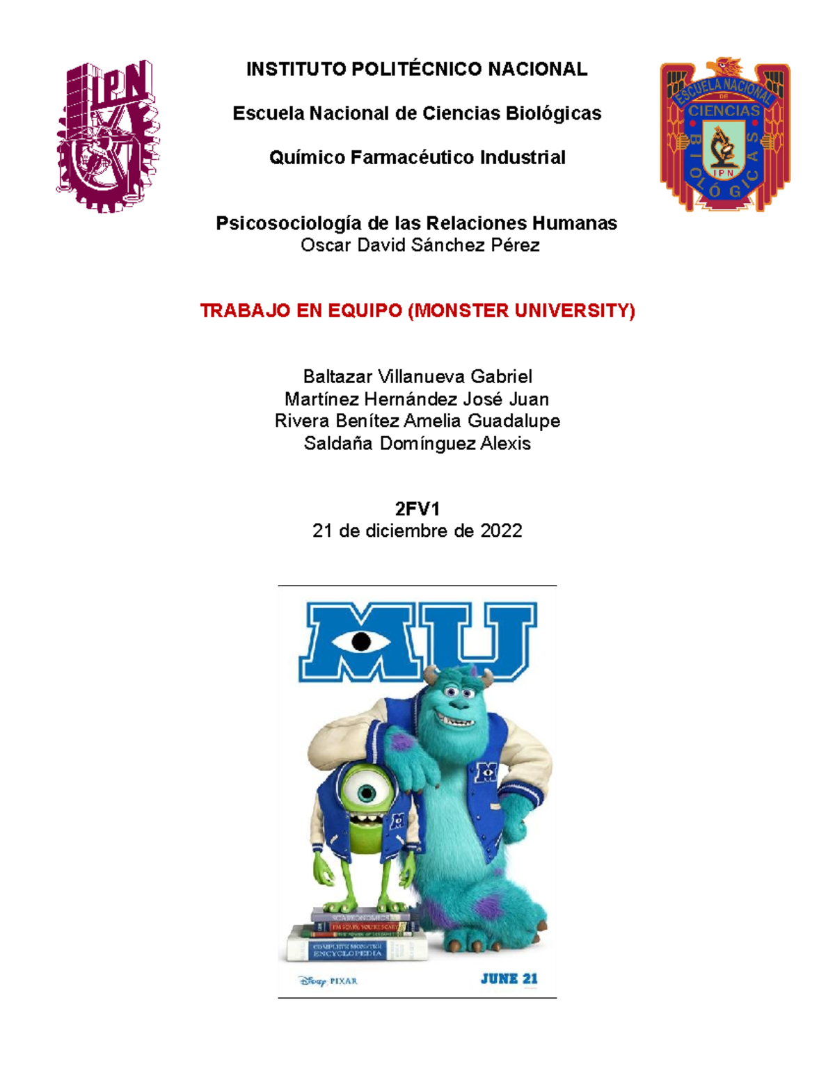 Trabajo-En-Equipo-(Monster-University) 4 - INSTITUTO POLITÉCNICO ...