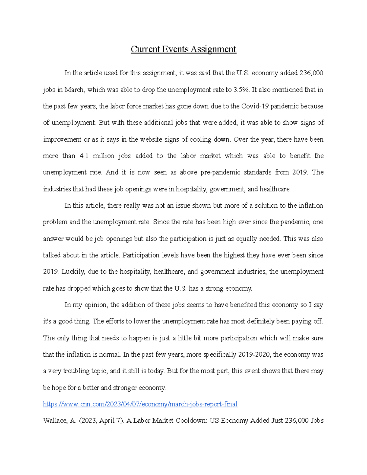 Current events assignment - Current Events Assignment In the article ...