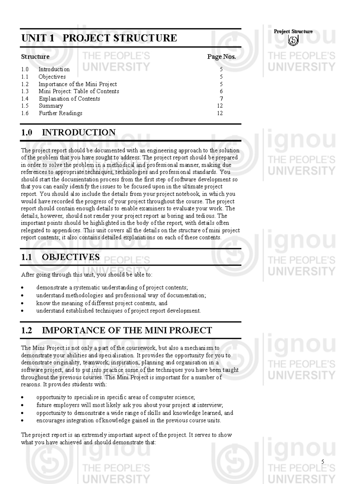 Unit-1 - reference - Project Structure UNIT 1 PROJECT STRUCTURE Structure Page Nos. 1 ...