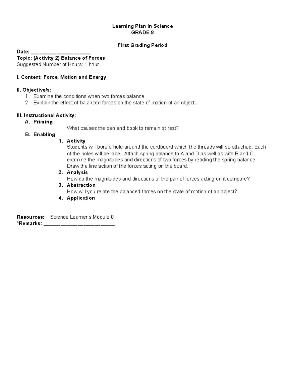 LP4(6-4-15) - introduction of biology - Learning Plan in Science GRADE ...