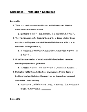 Chinese Final Review - Translation Exercises (L25&27) - Exercises ...