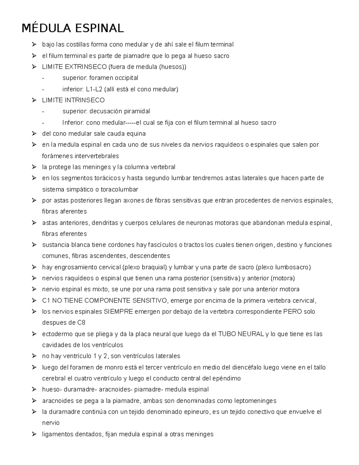 Medula Espinal Apuntes - MÉDULA ESPINAL bajo las costillas forma cono ...