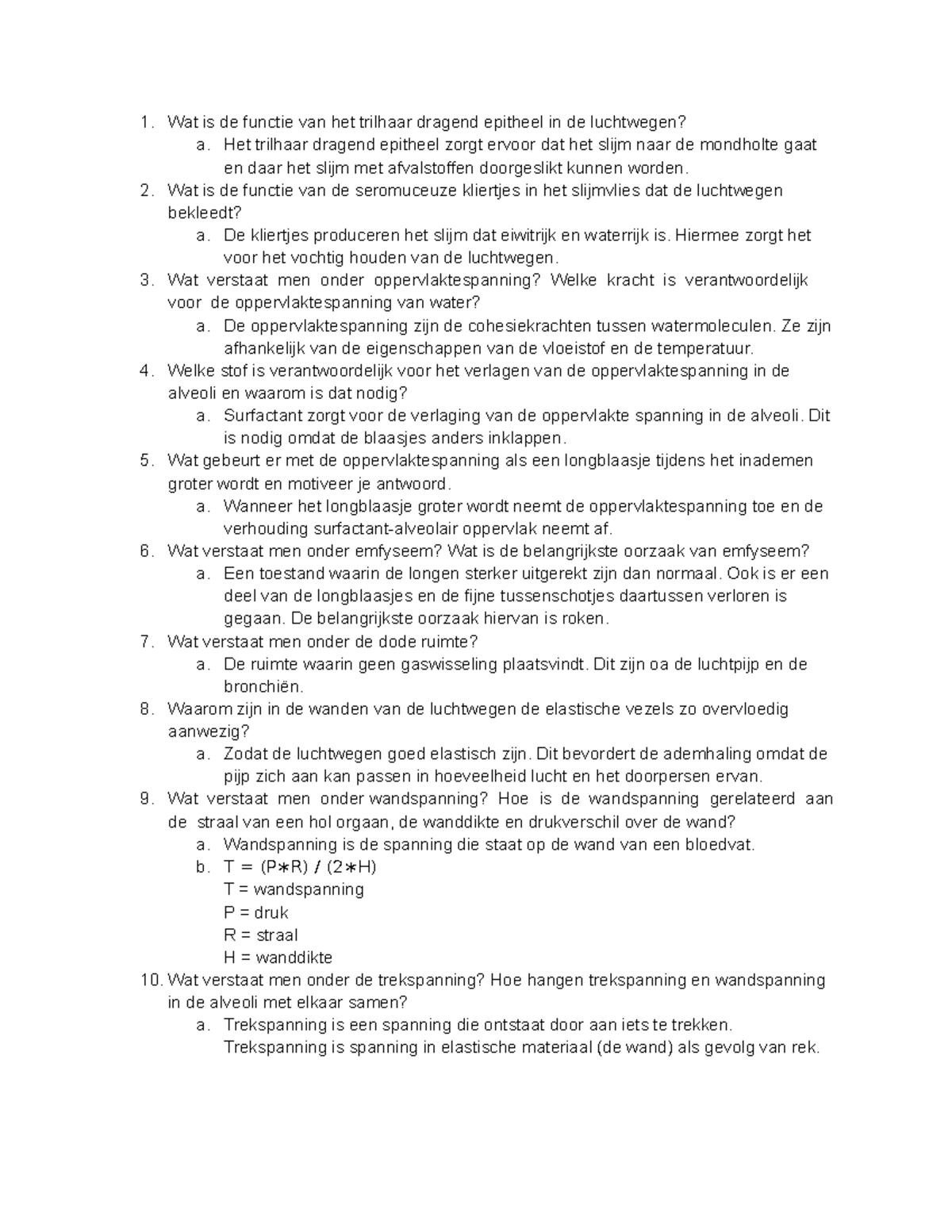 ZS 3.2 Functionele histologie van luchtwegen en slokdarm - Wat is de ...