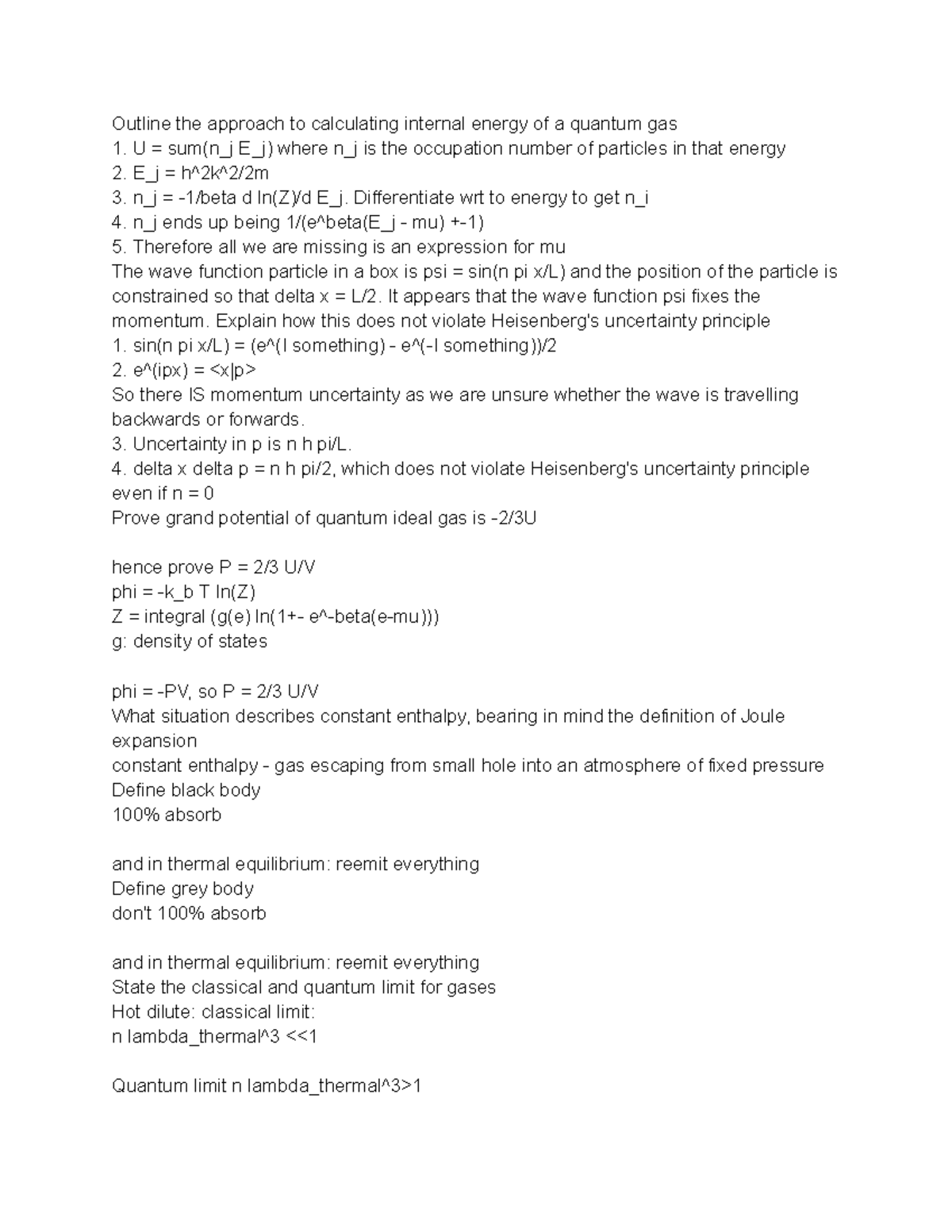 Outline the approach - Differentiate wrt to energy to get n_i n_j ends ...