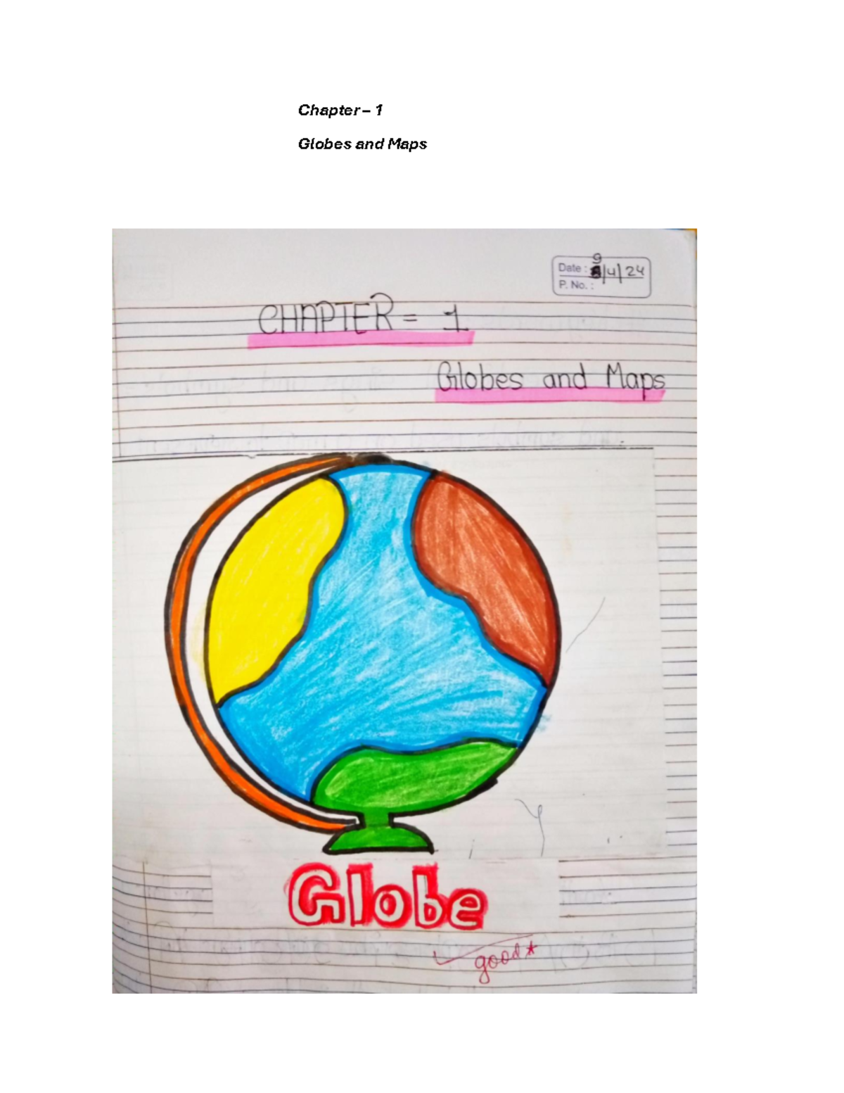 I am sharing 'Grade 5 SSt 2024' with you - Chapter – 1 Globes and Maps ...
