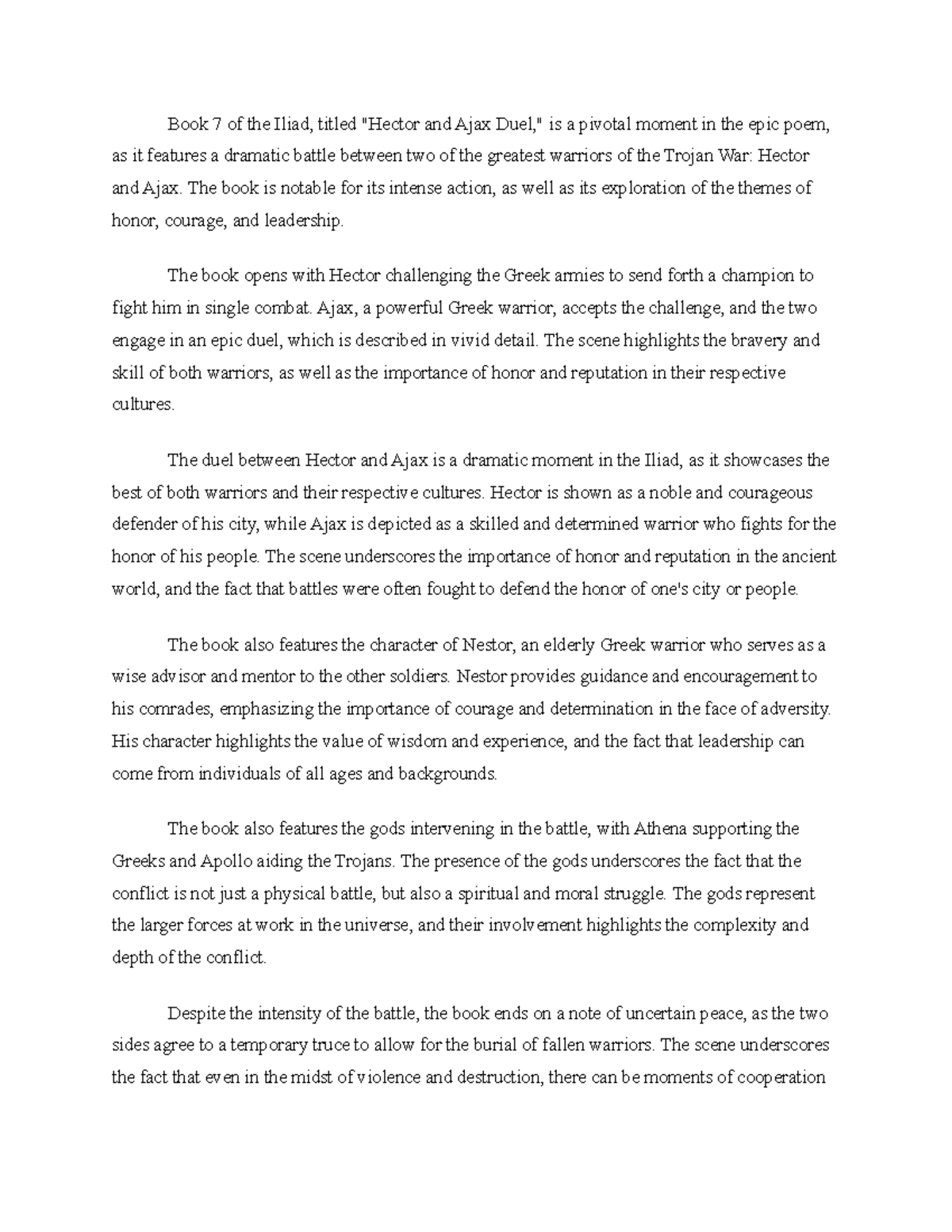 Book 7 of the Iliad Plot Summary - Book 7 of the Iliad, titled "Hector ...