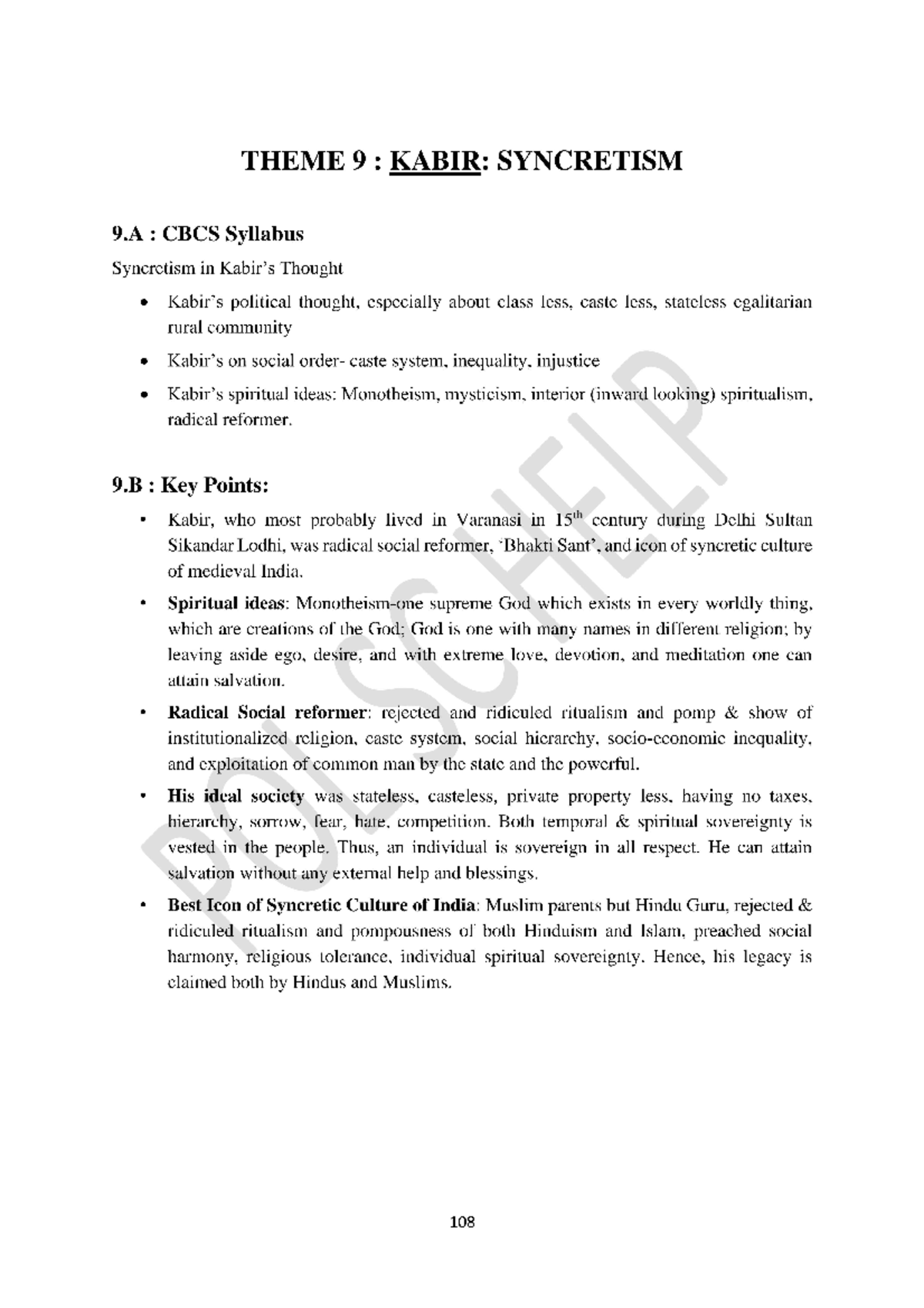 Kabir - Summary BA Honours Political Science - Studocu