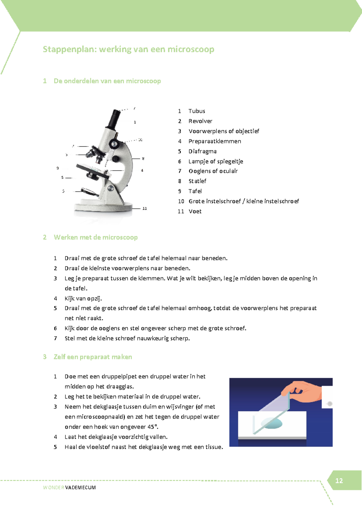 Stappenplan werking microscoop - 12 12 WONDER VADEMECUM Stappenplan ...