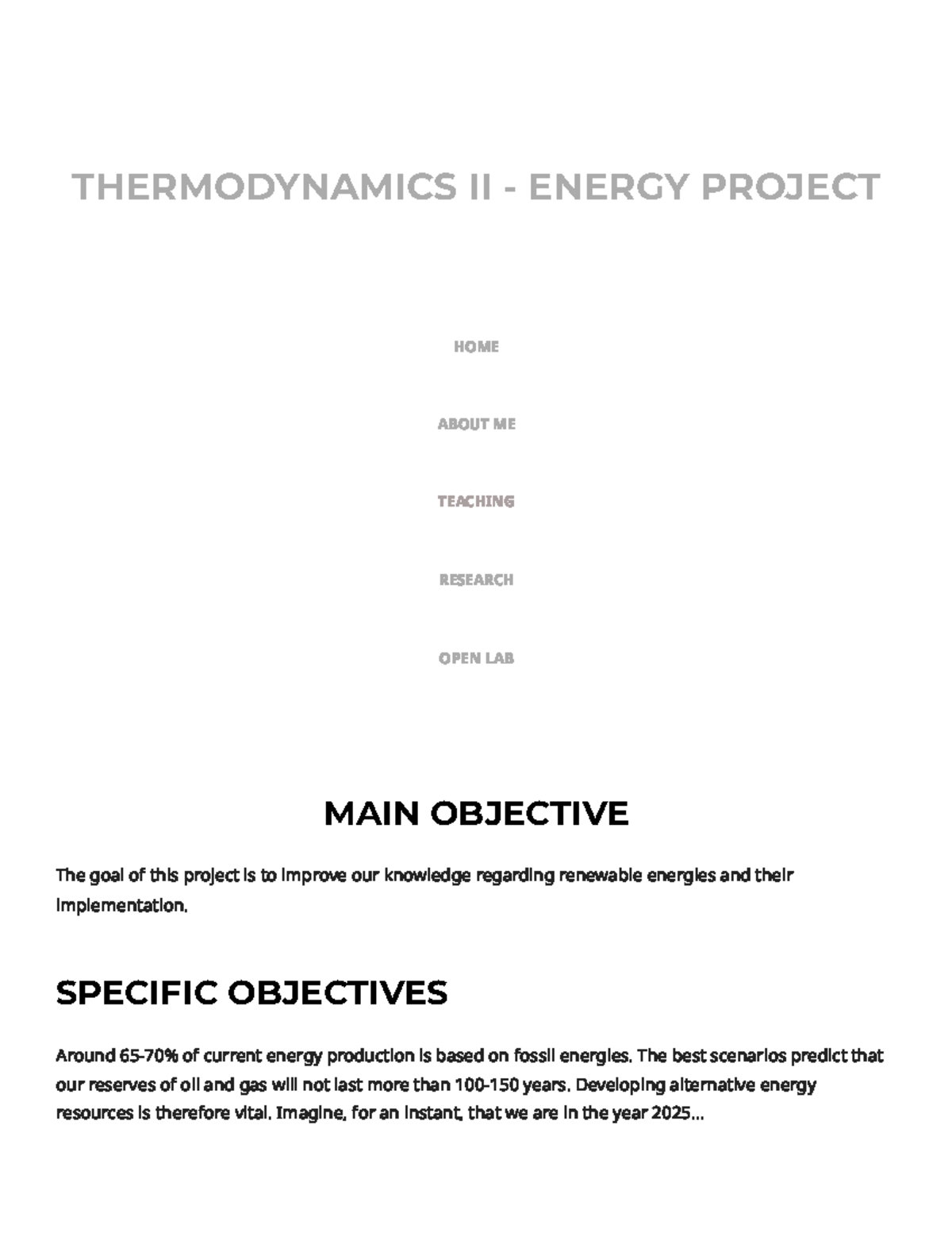 MECH 351 Energy Project - THERMODYNAMICS II - ENERGY PROJECT HOME ABOUT ...
