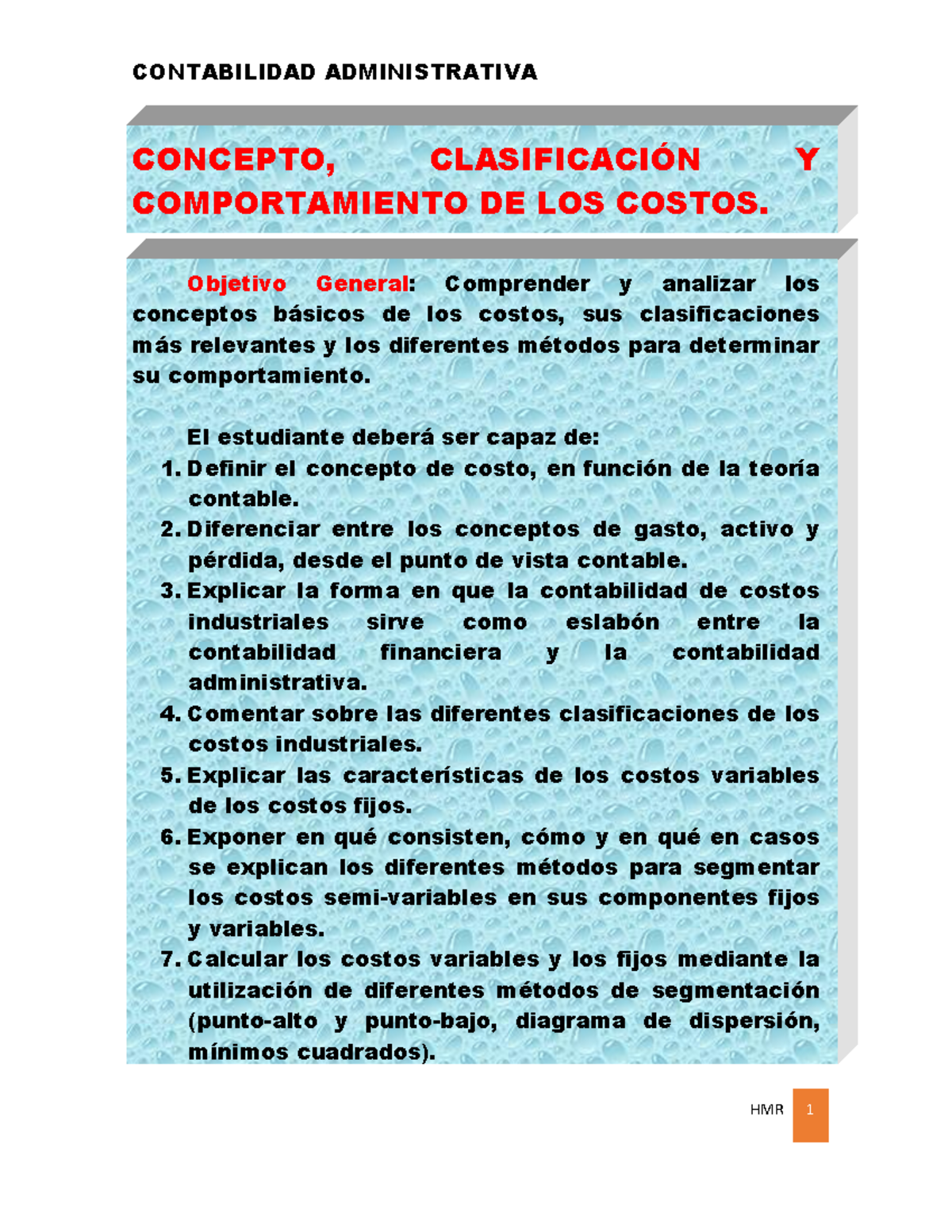 Ymcaca 01022618 - Material de apoyo - CONCEPTO, CLASIFICACI”N Y COMPORTAMIENTO DE LOS COSTOS ...