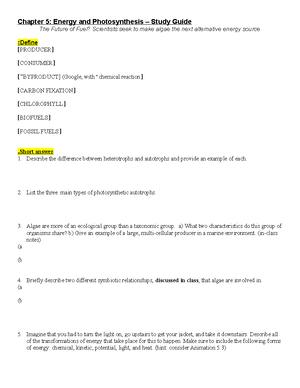 Ch. 6 study guide - Chapter 6: Dietary Energy and Cellular Respiration ...