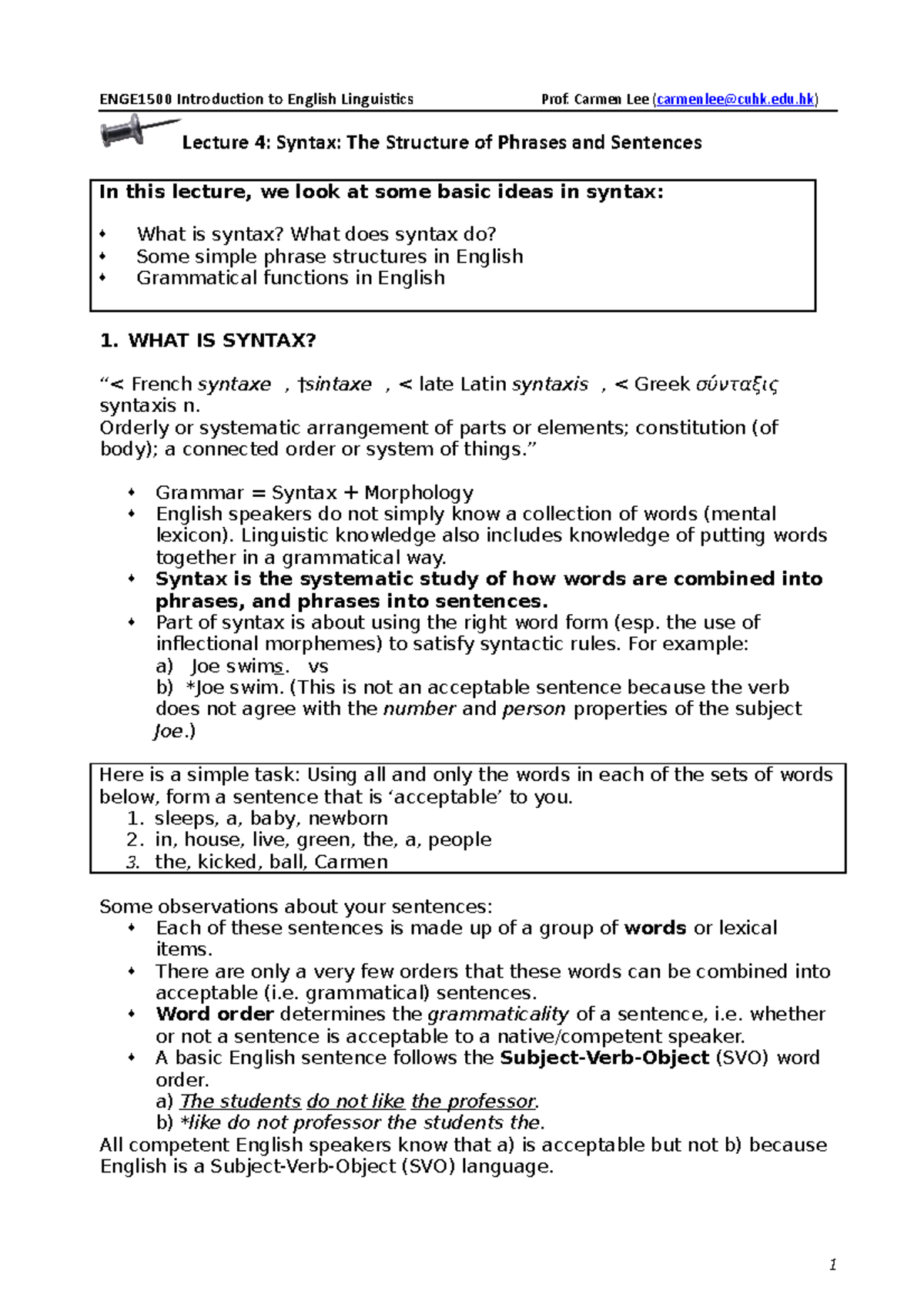 L4 handout - Lecture notes 4 - ENGE1500 Introduction to English ...