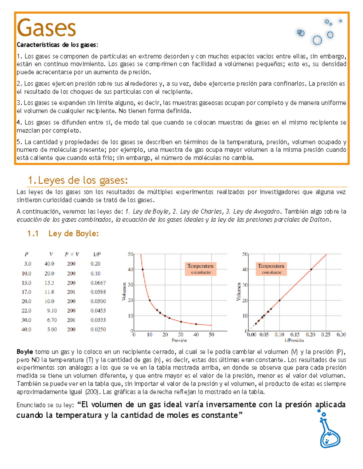 Lectura -Resumen Gases - Gases CaracterÌsticas de los gases: Los gases ...