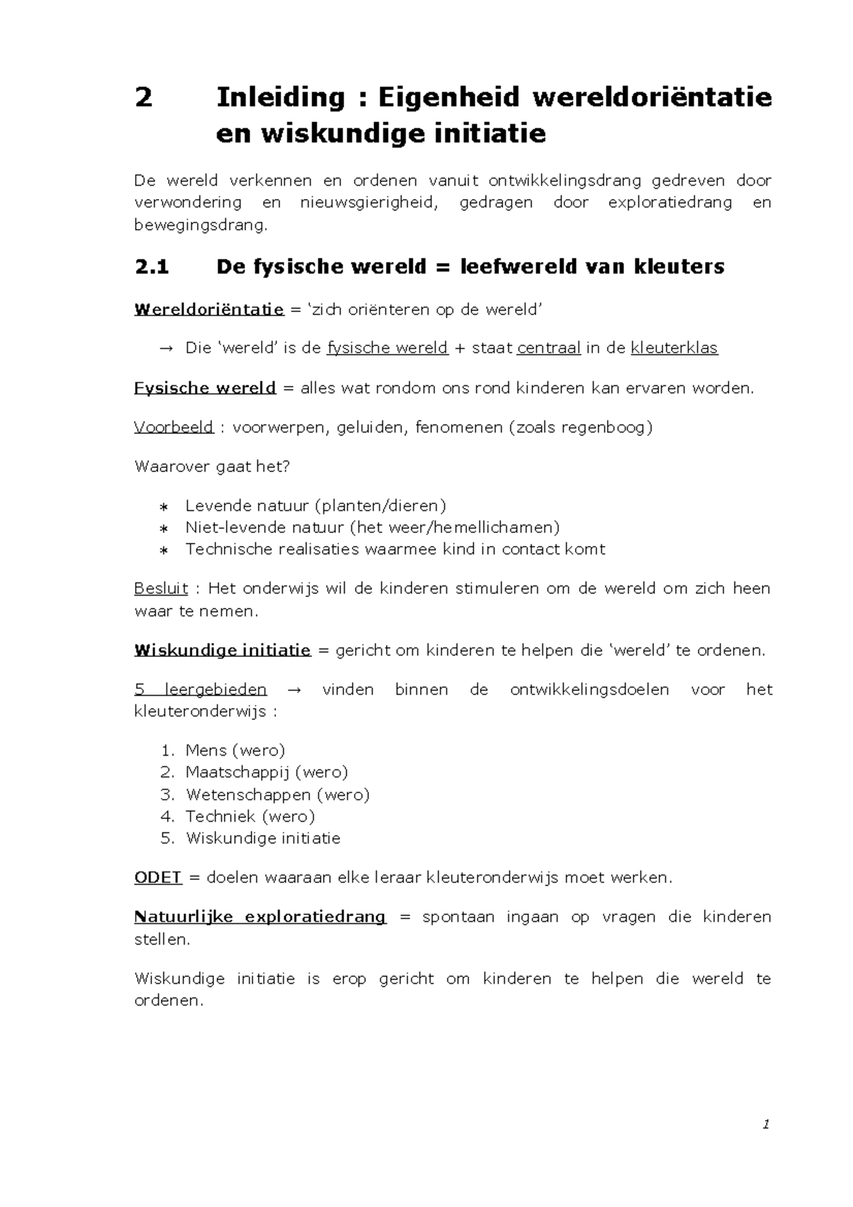 Wereldoriëntatie EN Wiskundige Initiatie Samenvatting;NM - 2 Inleiding ...