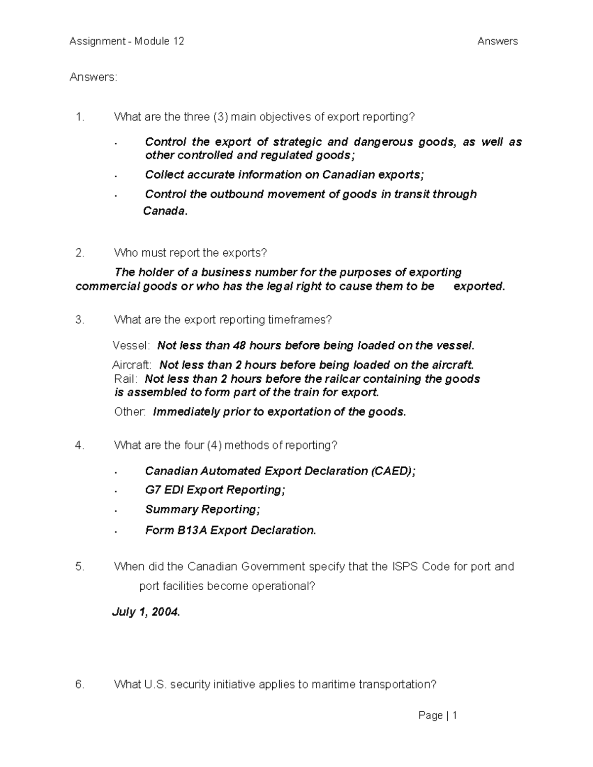 Module 12 - Assignment 10 Answers - Assignment - Module 12 Answers Answers: 1. What are the ...