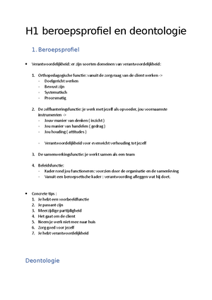 Beroepsidentiteit en werkveld notities - Beroepsidentiteit en werkveld Hoofdstuk 1 ...