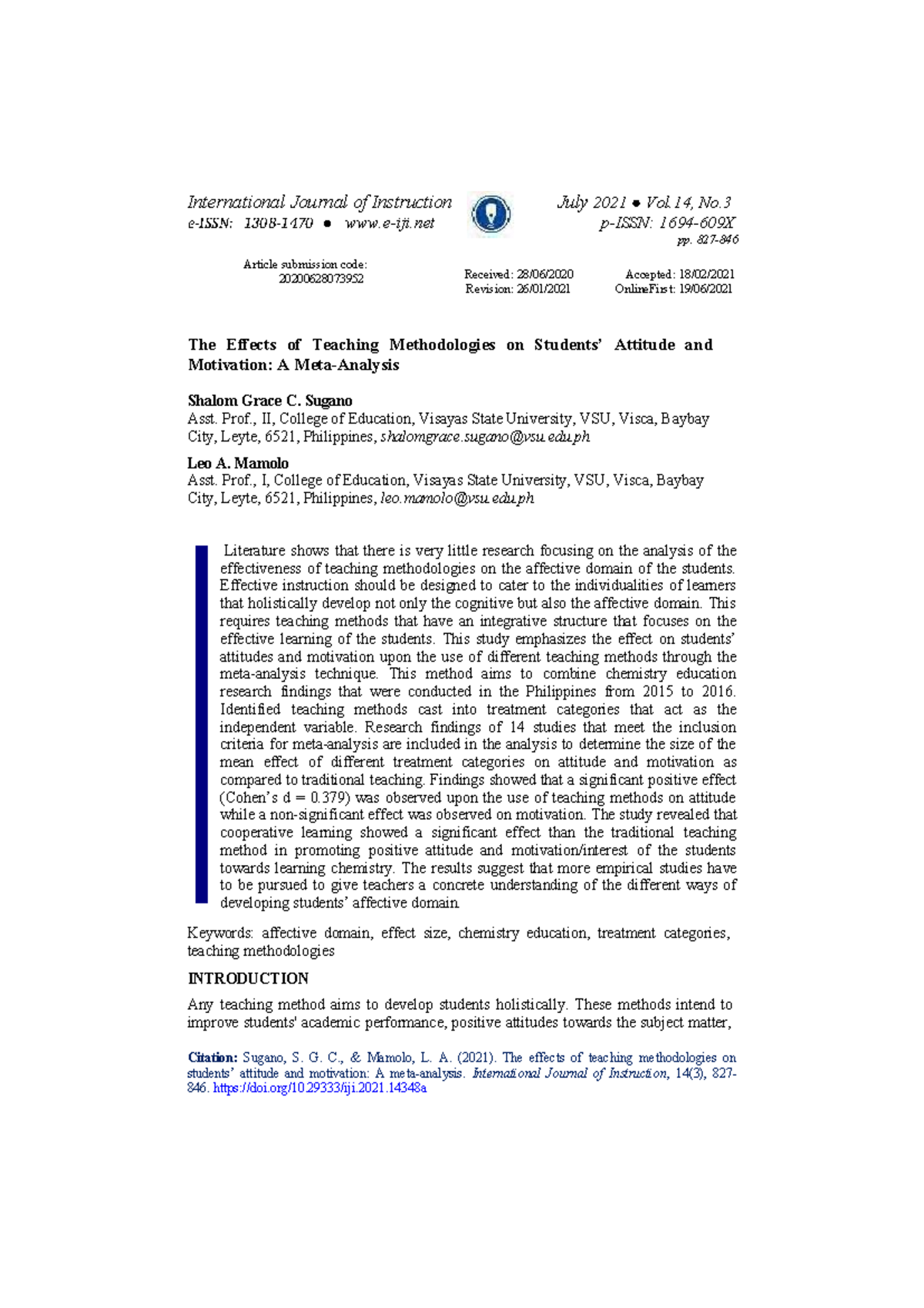 EJ1304711 - Article - International Journal of Instruction July 2021 ...