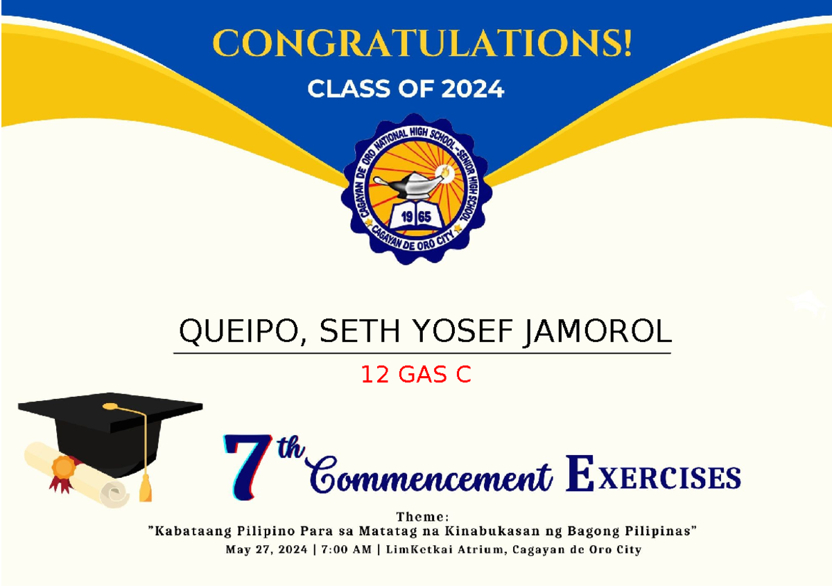 Graduation- Envelope- Cover - Contemporary Arts - QUEIPO, SETH YOSEF ...