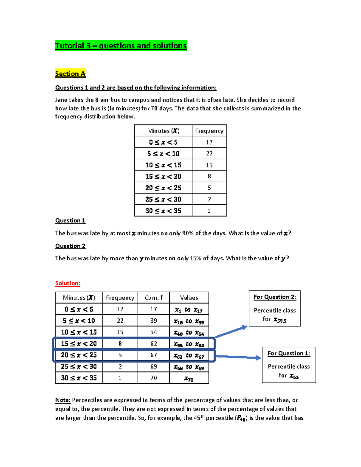 Tutorial 3 solutions - none - Tutorial 3 questions and solutions ...