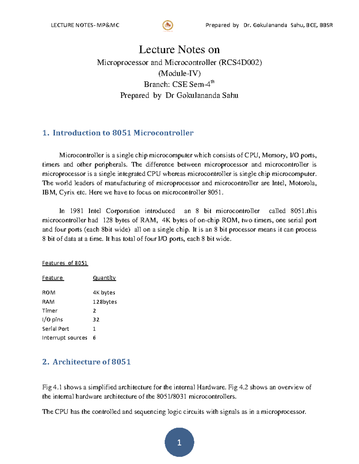 Lecture Note Mmpmc m4 - Mc & mp - Lecture Notes on Microprocessor and ...