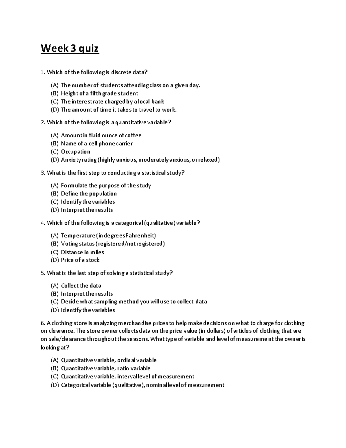 Week3quizmat 210 - Week 3 practice for MAT210. - Week 3 quiz Which of ...