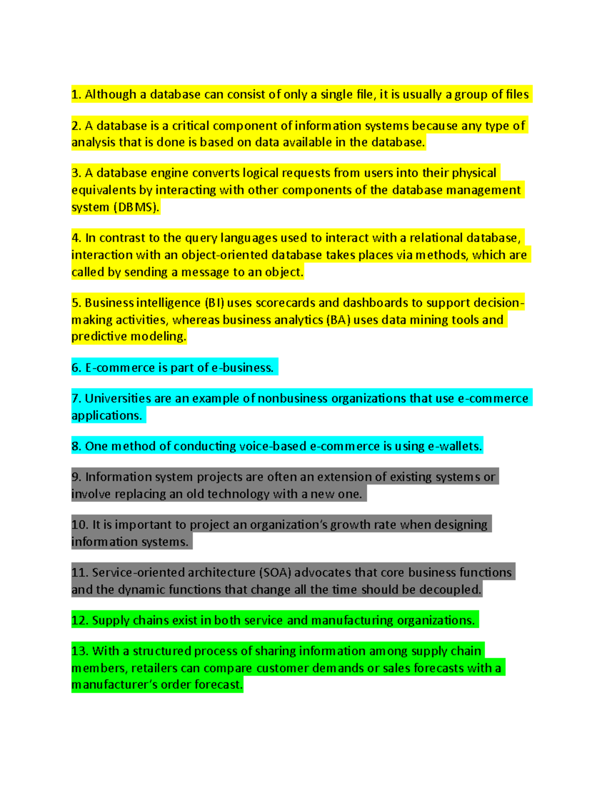 BIS CH3 - CH12 ALL TRUE - BIS - Although a database can consist of only ...