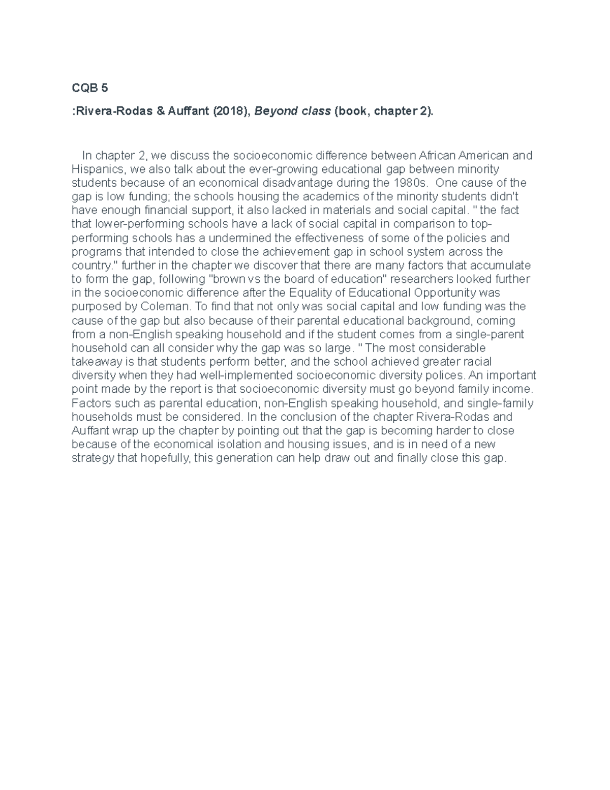 CQB 5 - CBQ: Chapter Based Questions (about 300 words) Address the ...