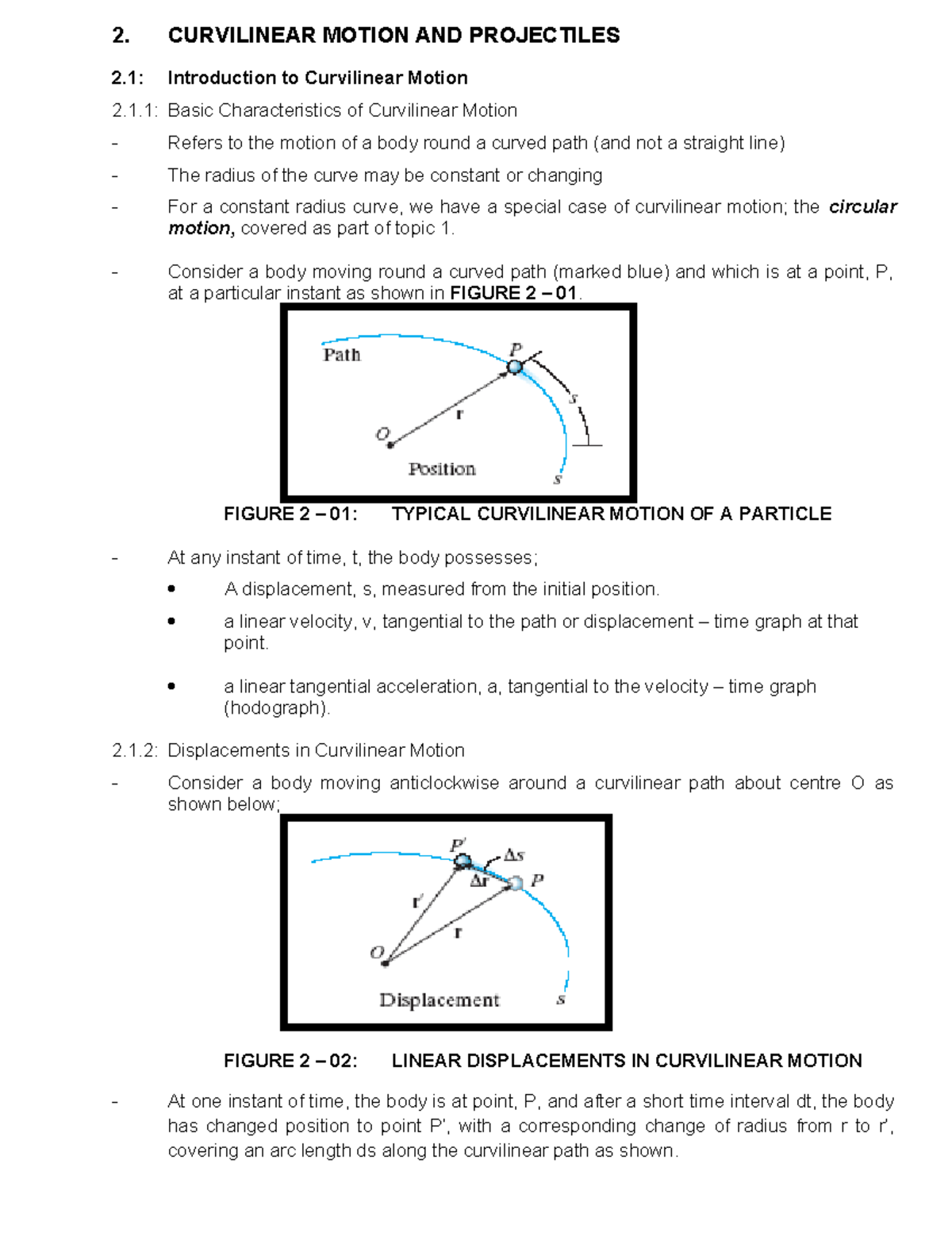 2. Curvilinear Motion AND Projectiles - ####### 2. CURVILINEAR MOTION AND PROJECTILES 2: - Studocu