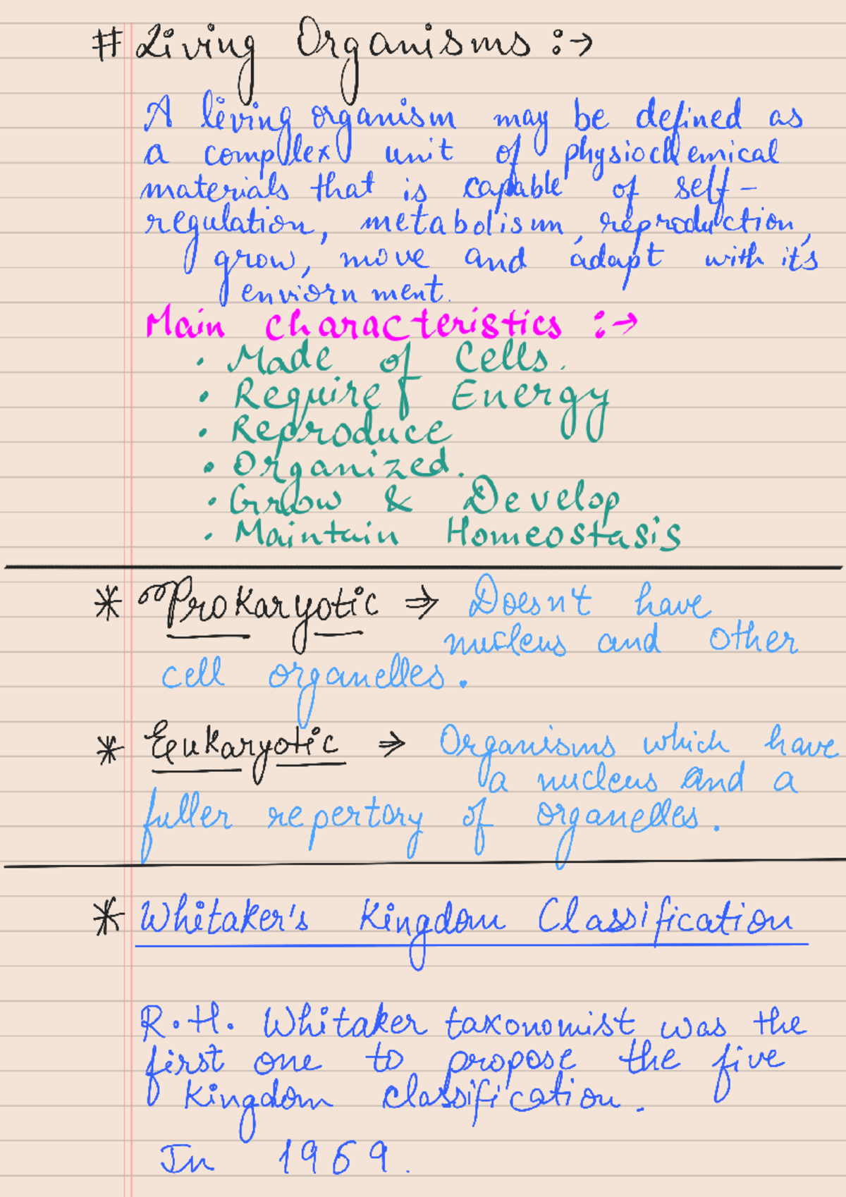 Bio notes - Living Organisms : materials that is capable of self a ...