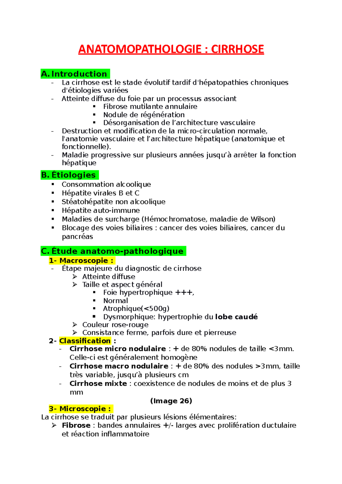 Anatomopathologie cirrhose - ANATOMOPATHOLOGIE : CIRRHOSE A ...