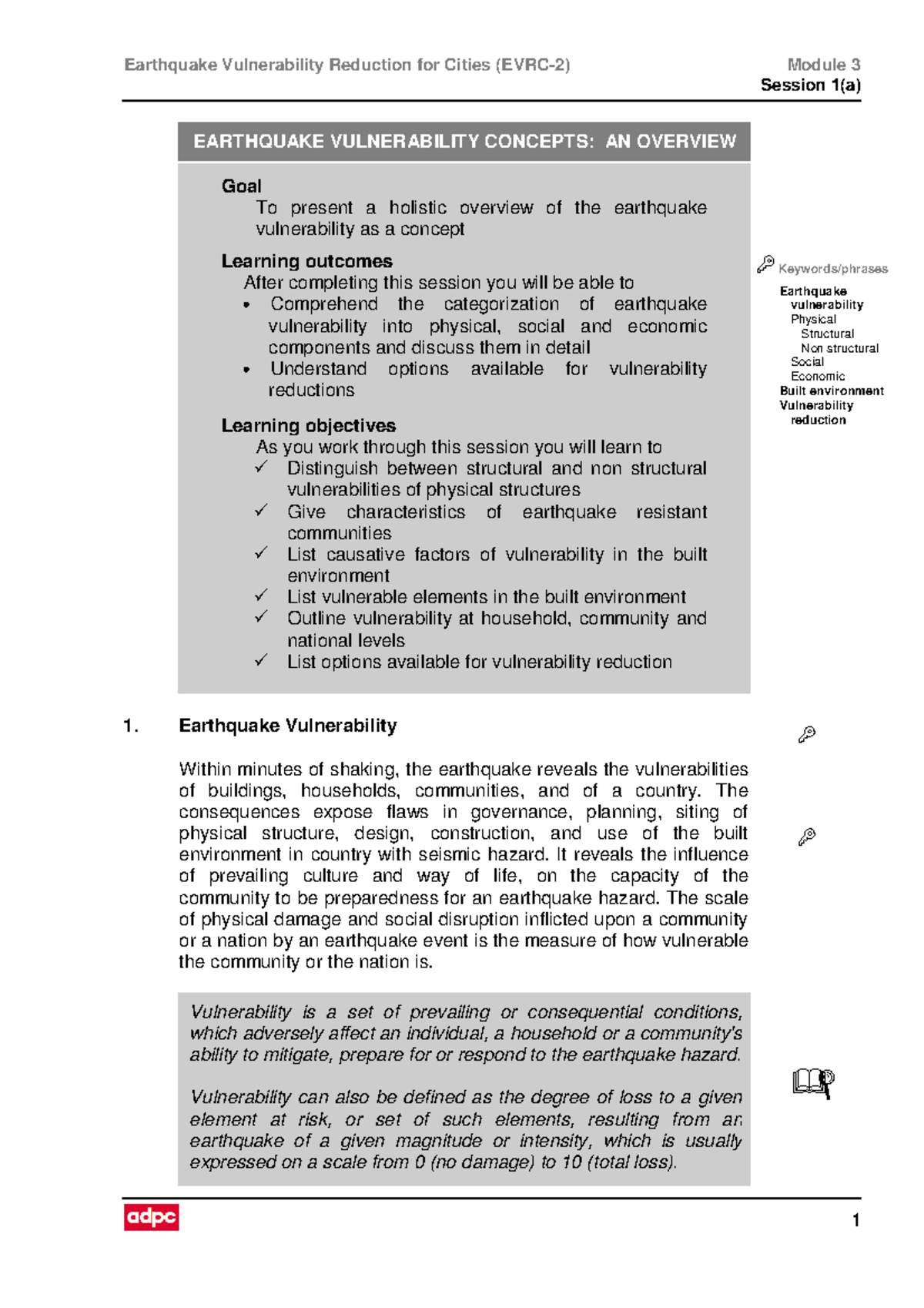 Earthquake vulnerability concepts an 22a497 - Session 1(a) EARTHQUAKE ...