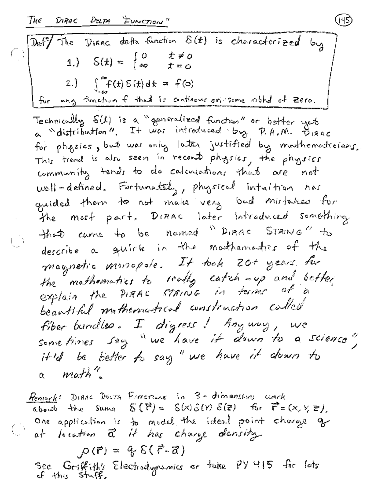 Lecture notes, lecture The Dirac Delta Function - THF Dam 3(5er 8 a ...