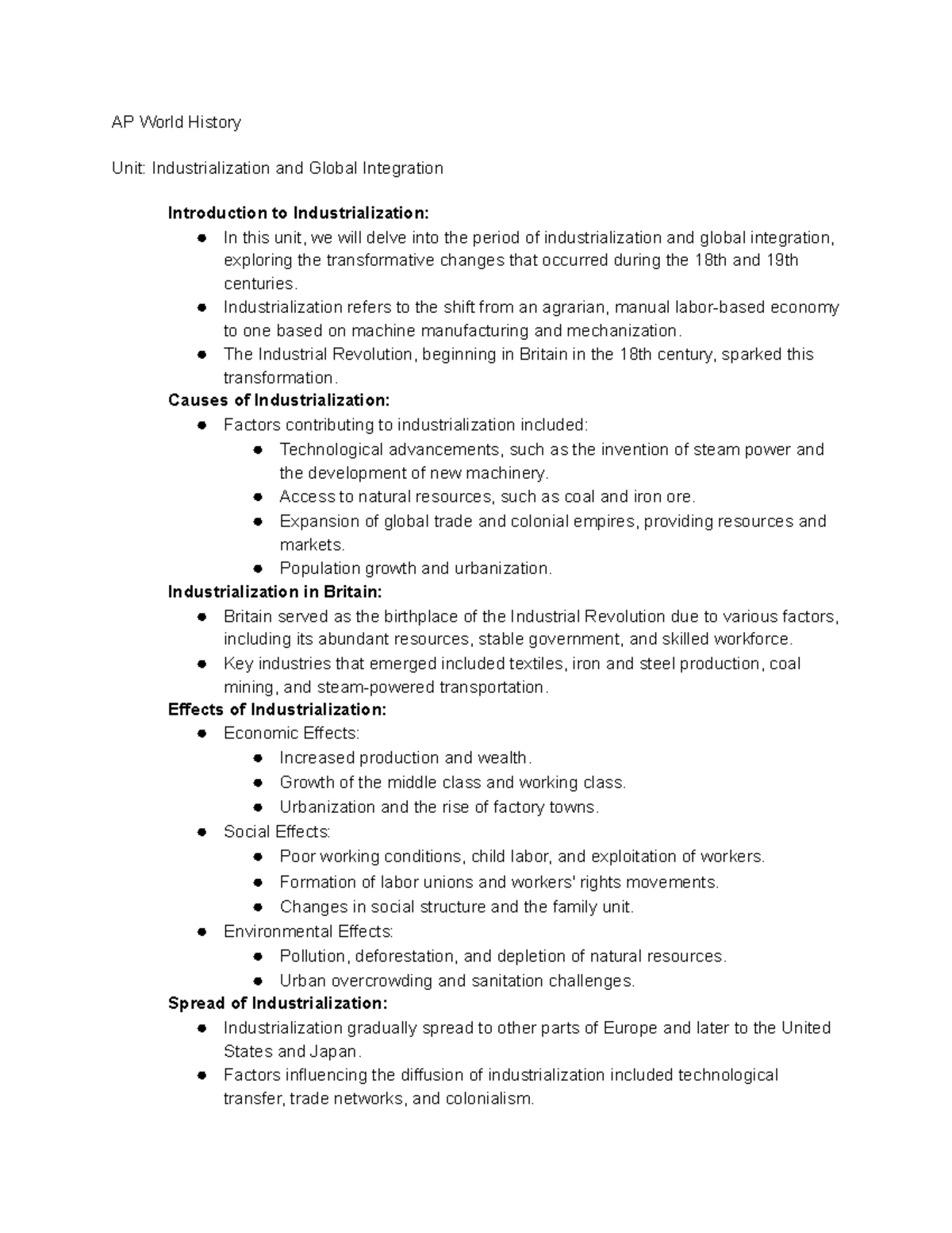 AP World History - Industrialization and Global Integration - AP World ...