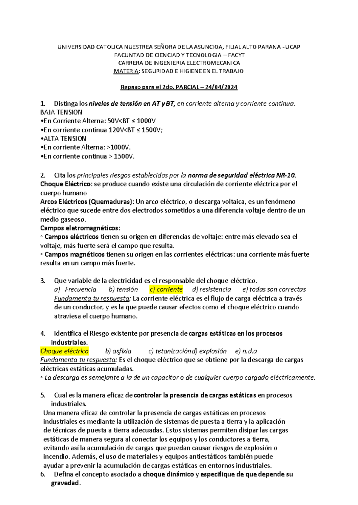 2do parcial SHT 2024 . UCAP - UNIVERSIDAD CATOLICA NUESTREA SEÑORA DE LA ASUNCIOA, FILIAL ALTO ...