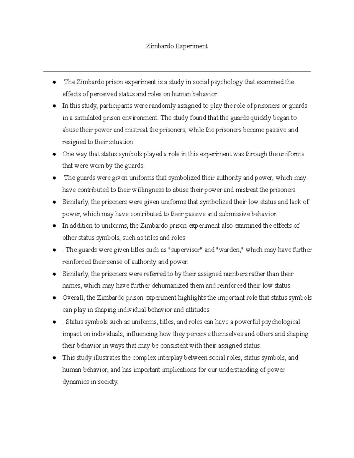 Sociology Zimbardo Experiment - Zimbardo Experiment The Zimbardo prison ...