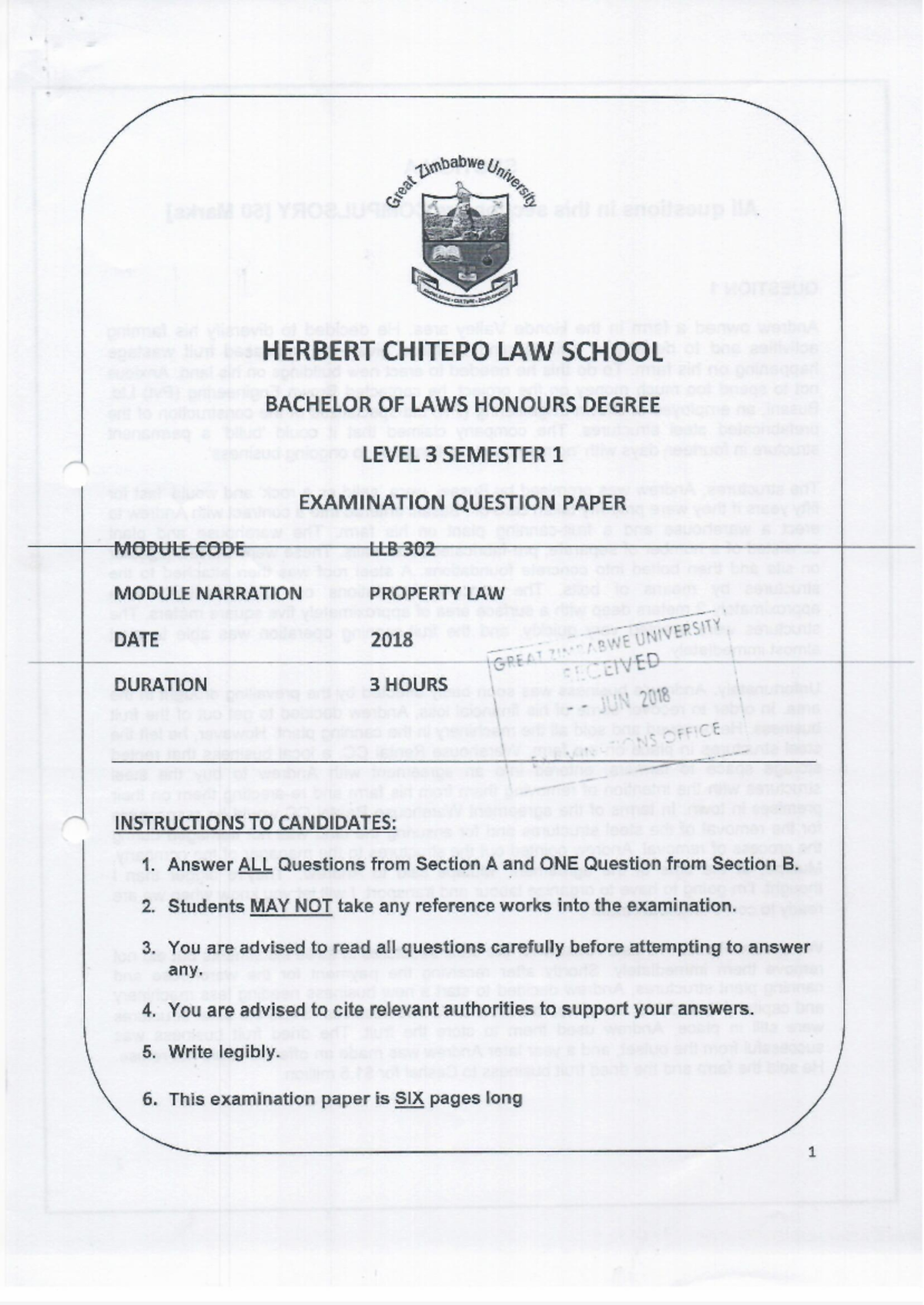 2018 JUNE Law of Property - Zimbabwe Great Unhouse HERBERT CHITEPO LAW ...
