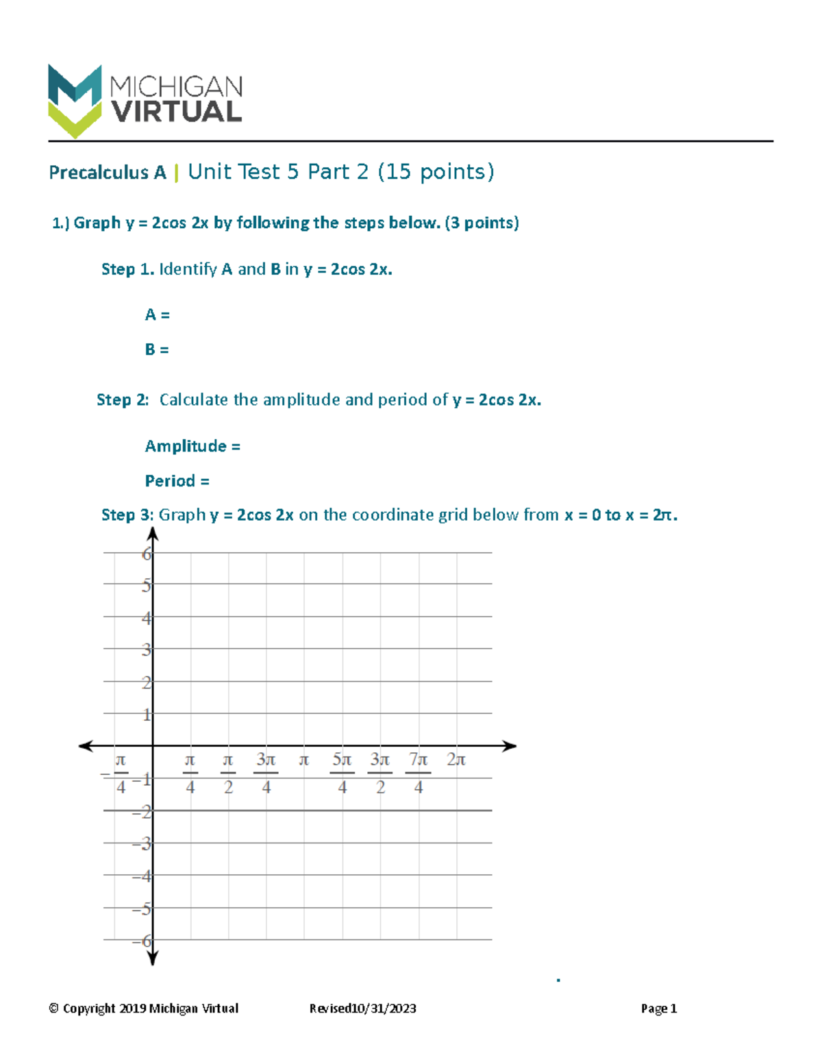 Unit5Test Part 2 v2 - class work - Precalculus A | Unit Test 5 Part 2 ...