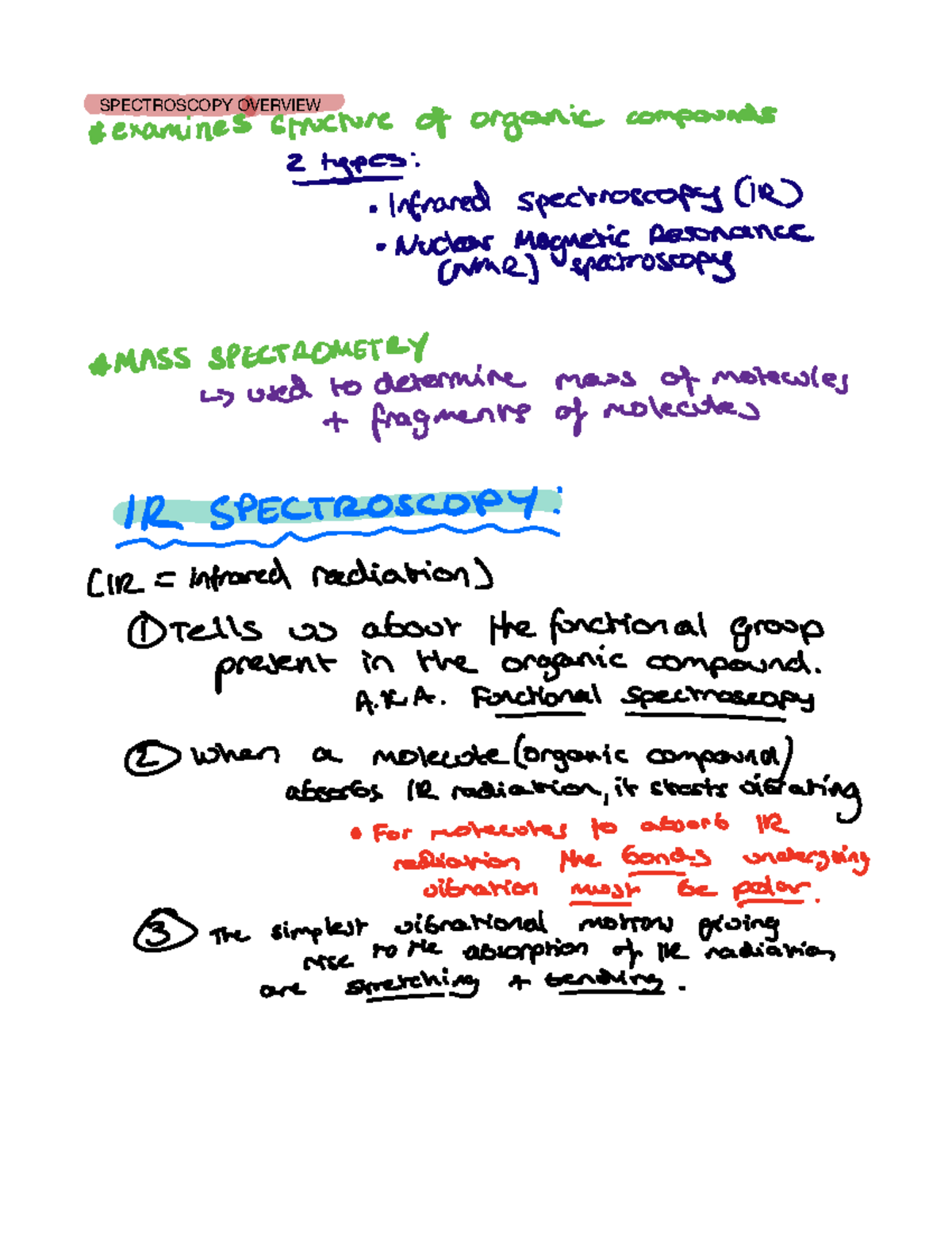 Chemistry Tutor Notes IR NMR Spectroscopy AND MASS Spectrometry ...