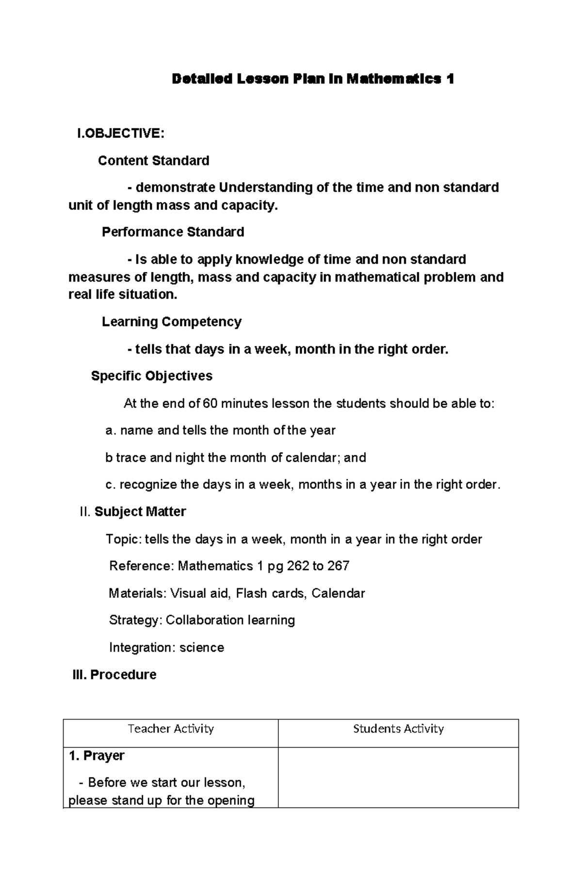 Detailed Lesson plan bansulat - Detailed Lesson Plan in Mathematics 1 I ...
