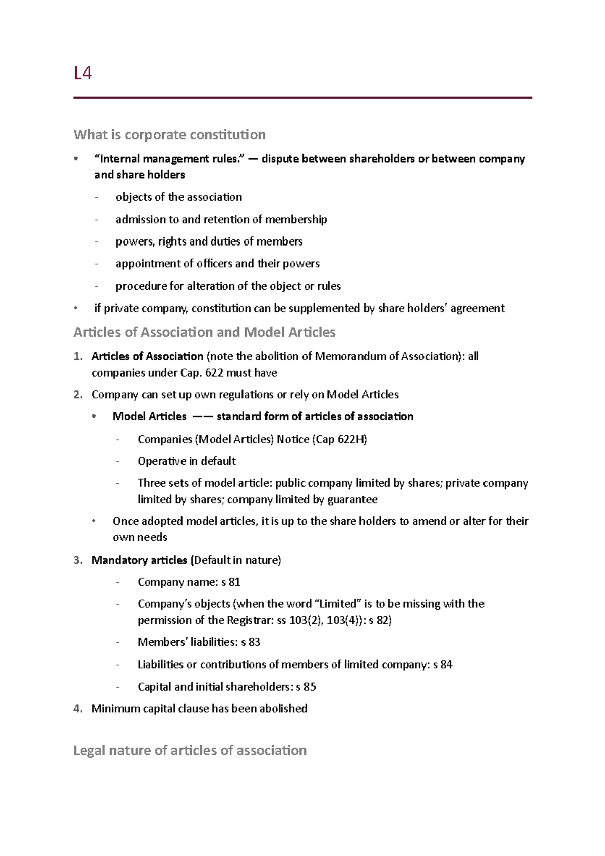 constitution of company - L What is corporate constitution “Internal management rules ...