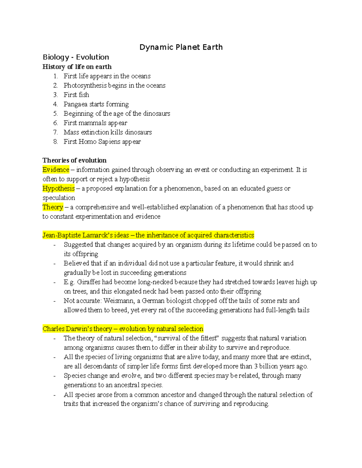 Dynamic Planet Earth - Summary of geology - GEOS1111 - UNSW Sydney ...